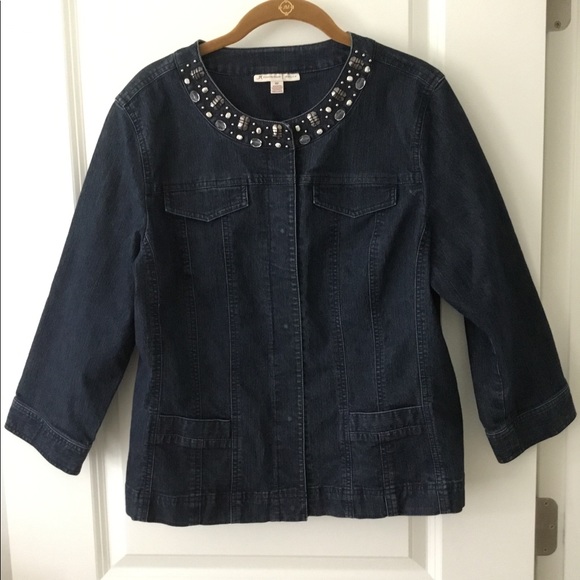 JM Collection | Jackets & Coats | Jm Collection Embellished Jean Denim ...